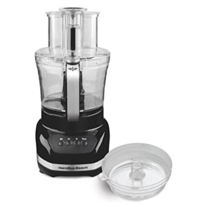 hamilton beach big mouth duo plus 12 cup food processor & vegetable chopper with additional mini 4 cup bowl, black (70580)