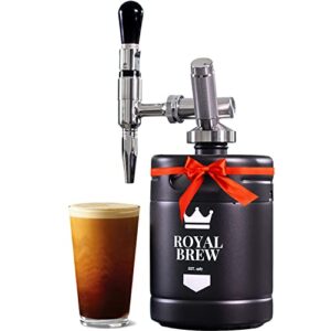 the original royal brew nitro cold brew coffee maker – gift for coffee lovers – 64 oz home keg, nitrogen gas system coffee dispenser kit