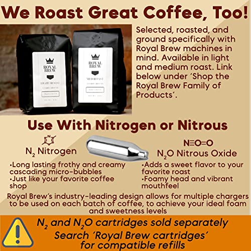 The Original Royal Brew Nitro Cold Brew Coffee Maker - Gift for Coffee Lovers - 64 oz Home Keg, Nitrogen Gas System Coffee Dispenser Kit