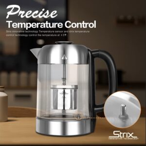 Davivy Electric Kettle Temperature Control With Tea Infuser, Keep Warm +4 Variable Presets Electric Tea Kettle, 1500W Smart Water Boiler with Dry-Boil Protection,1.7L (Borosilicate Glass)