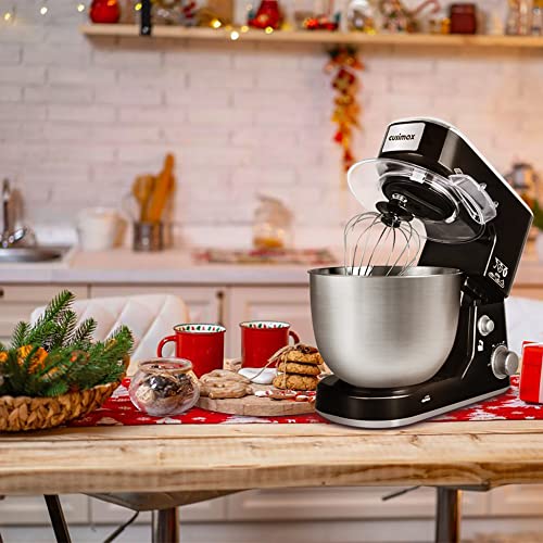 Stand Mixer, CUSIMAX Dough Mixer Tilt-Head Electric Mixer with 5-Quart Stainless Steel Bowl, Dough Hook, Mixing Beater and Whisk, Splash Guard