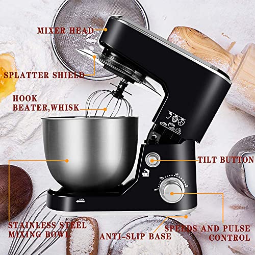 Stand Mixer, CUSIMAX Dough Mixer Tilt-Head Electric Mixer with 5-Quart Stainless Steel Bowl, Dough Hook, Mixing Beater and Whisk, Splash Guard