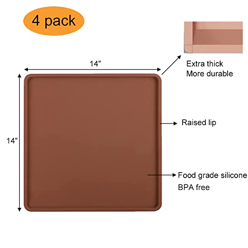 4 PCS Extra Thick Silicone Dehydrator Sheets With Edge - Silicone Fruit Vegetables Leather Dehydrator Trays for Liquids - Trays Liner for Dehydrator - Kitchen Dehydrator Mats Accessories