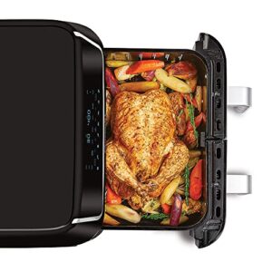 PowerXL Vortex 10-qt Dual Basket Air Fryer, 7-in-1 2-Basket Electric Fryer or 1 Extra-Large Capacity Basket, SmartSync Technology, for Entire XL Family Meals, Shake Reminder (10 QT, Black)