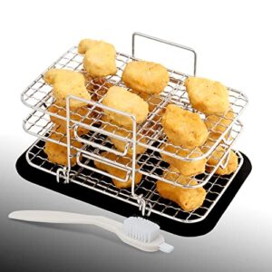 air fryer rack compatible with ninja dual air fryer, food safe stainless steel multi-layer dehydrator rack toast rack accessories compatible with ninja dz201 dualzone air fryer