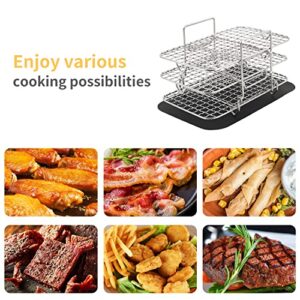 Air Fryer Rack Compatible with Ninja Dual Air Fryer, Food Safe Stainless Steel Multi-Layer Dehydrator Rack Toast Rack Accessories Compatible with Ninja DZ201 DualZone Air Fryer