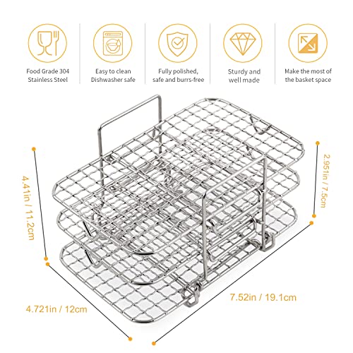 Air Fryer Rack Compatible with Ninja Dual Air Fryer, Food Safe Stainless Steel Multi-Layer Dehydrator Rack Toast Rack Accessories Compatible with Ninja DZ201 DualZone Air Fryer