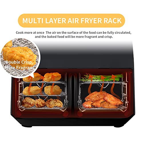 Air Fryer Rack Compatible with Ninja Dual Air Fryer, Food Safe Stainless Steel Multi-Layer Dehydrator Rack Toast Rack Accessories Compatible with Ninja DZ201 DualZone Air Fryer