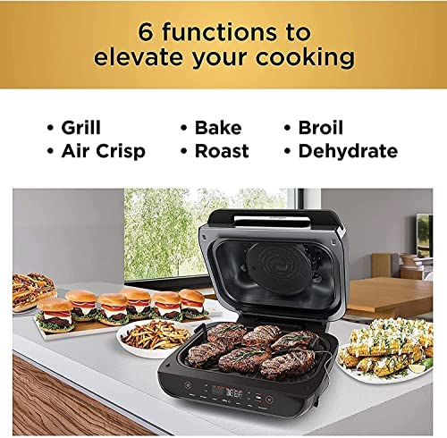 Ninja FG551 Foodi Smart XL 6-in-1 Indoor Grill with Air Fry, Roast, Bake, Broil & Dehydrate, Smart Thermometer, Blue/Blue