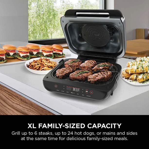 Ninja FG551 Foodi Smart XL 6-in-1 Indoor Grill with Air Fry, Roast, Bake, Broil & Dehydrate, Smart Thermometer, Blue/Blue