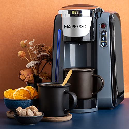 Mixpresso - Single Serve K-Cup Coffee Maker | With 4 Brew Sizes for 1.0 & 2.0 K-Cup Pods | Removable 45oz Water Tank | Quick Brewing with Auto Shut-Off | Rapid Brew Technology (Dark/Gray)