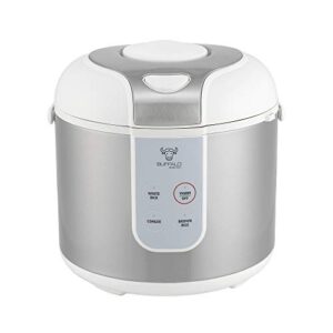 buffalo classic rice cooker with clad stainless steel inner pot (5 cups) – electric rice cooker for white/brown rice, grain – easy-to-clean, non-toxic & non-stick, auto warmer