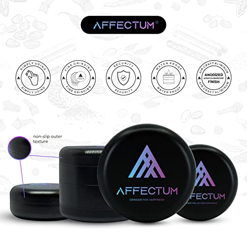 AFFECTUM Spice Grinder 2.5 inch - Aluminum Material Herb Grinder (Black)