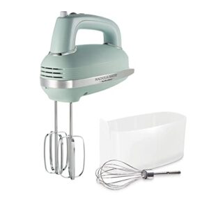 magnolia bakery 5-speed electric hand mixer by hamilton beach, powerful 1.3 amp dc motor for effortless mixing & consistent speed in thick ingredients, slow start, beaters and whisk, green (62601)