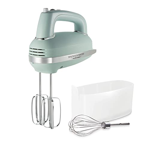 Magnolia Bakery 5-Speed Electric Hand Mixer by Hamilton Beach, Powerful 1.3 Amp DC Motor for Effortless Mixing & Consistent Speed in Thick Ingredients, Slow Start, Beaters and Whisk, Green (62601)