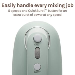 Magnolia Bakery 5-Speed Electric Hand Mixer by Hamilton Beach, Powerful 1.3 Amp DC Motor for Effortless Mixing & Consistent Speed in Thick Ingredients, Slow Start, Beaters and Whisk, Green (62601)