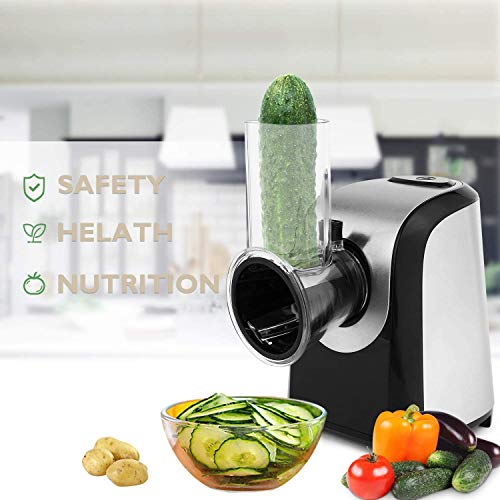 Homdox Electric Cheese Grater, Professional Electric Slicer Shredder, 150W Electric Gratersr/Chopper/Shooter with One-Touch Control | 5 Free Attachments for fruits, vegetables, cheeses