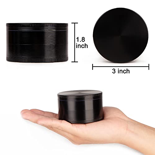 Spice Grinder 3 Inch Large Grinder - Black