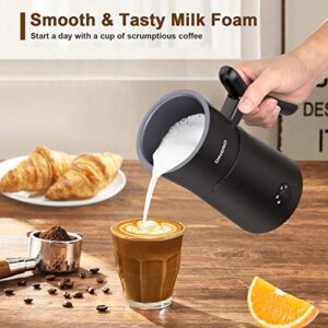 DINERO Milk Frother, 4 in 1 Electric Milk Steamer, Automatic Hot/Cold Milk Foam Maker, 8.1oz/240ml Frother for Coffee, Cappuccinos, Latte, Macchiato, Matcha, Hot Chocolate, Automatic off