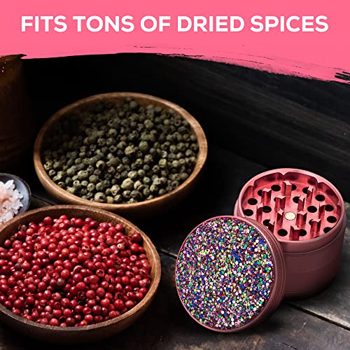 Pink Spice Grinder, 2 Inches with Glitters