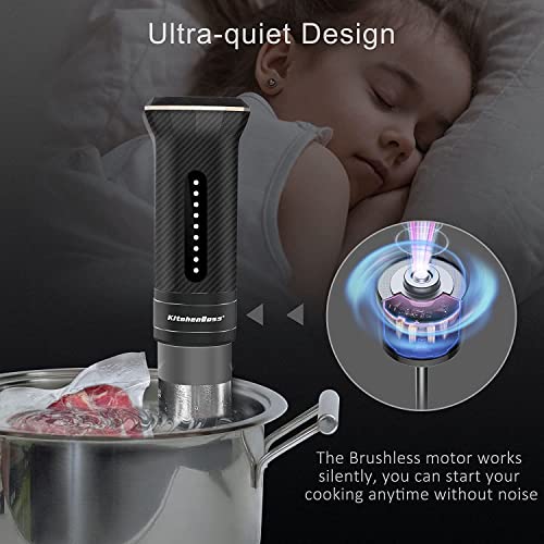 Sous Vide Machine Immersion Circulator: Ultra-quiet Precision Sous-vide Cooker, IPX7 Waterproof Stainless Steel 1100W Professional Low Temperature Slow Cooking Machines by KitchenBoss