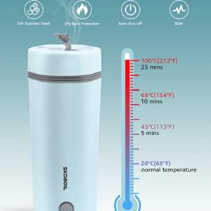 Car Kettle Water Boiler 12V – Portable Electric Kettle Heater Cup for Car – 350ML Stainless Steel Travel Kettle Electric Small Auto Shut-off for Car Camping, Road Trip, Blue