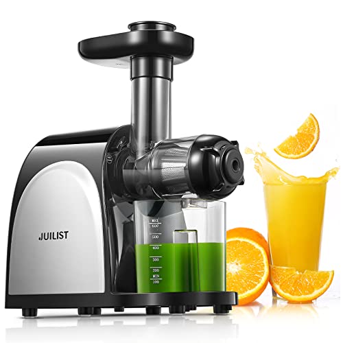 Masticating Juicer Machines, Juilist Cold Press Juicer Extractor with Quiet Motor & Reverse Function for Vegetables and Fruits, Slow Juicer Machine Easy to Clean with Brush, Recipe Included