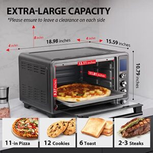 Toshiba Speedy Convection Toaster Oven Countertop with Double Infrared Heating, 10-in-1 with Toast, Pizza, Rotisserie, Larger 6-slice Capacity, 1700W, Black Stainless Steel, Includes 6 Accessories