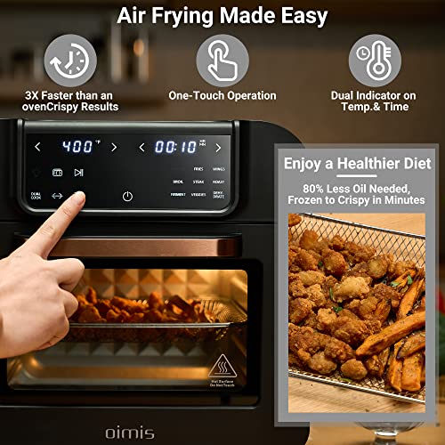 Air Fryer Oven OIMIS, 17QT 9-in-1 Countertop Smart Air Fryer Toaster Oven with Rotisserie, Dehydrator, Digital LED Screen, Countertop Convection Oven, 6 Accessories, 1500w, Black, ETL Certified