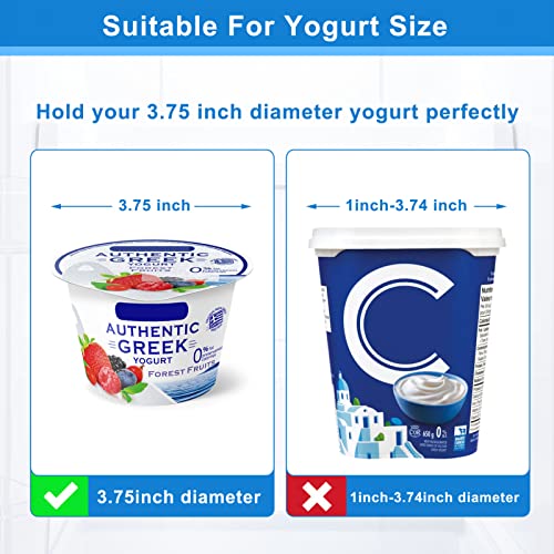 Yogurt Organizer for Fridge, Yogurt Holder for Refrigerator Greek and Vegan Yogurt Organizer Slider Yogurt Organizer Sliding Yogurt Holder w/ Adhesive Tapes for 4 Yogurts of 3.75 inch, 2 Pack