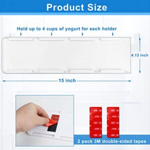 Yogurt Organizer for Fridge, Yogurt Holder for Refrigerator Greek and Vegan Yogurt Organizer Slider Yogurt Organizer Sliding Yogurt Holder w/ Adhesive Tapes for 4 Yogurts of 3.75 inch, 2 Pack