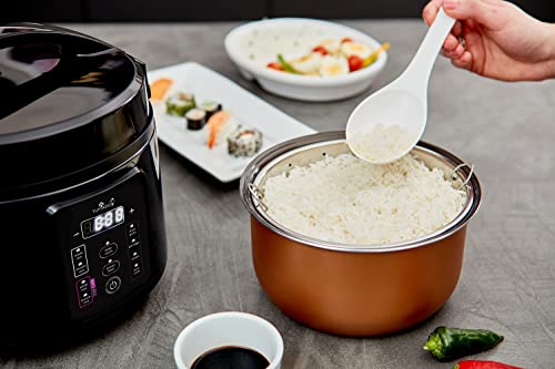 Yum Asia Kumo YumCarb Rice Cooker with Ceramic Bowl and Advanced Fuzzy Logic, (5.5 Cups, 1 Litre), 5 Rice Cooking Functions, 3 Multicooker Functions, 110V US Power (Dark Stainless Steel)