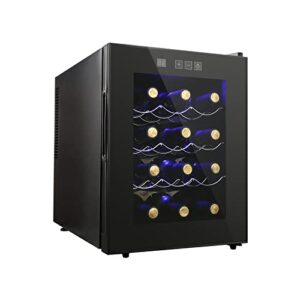 12 bottle wine cooler refrigerator, compact mini wine fridge with digital temperature control quiet operation thermoelectric chiller, freestanding wine cellar for red, white, champagne