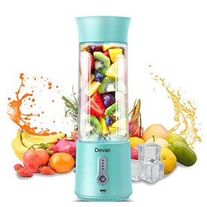 portable blender 16.9 oz personal size blender, juicer cup for juice, crushed ice, smoothies and shakes, 4000mah usb rechargeable with six blades, mini blender for sports travel, gym and outdoors