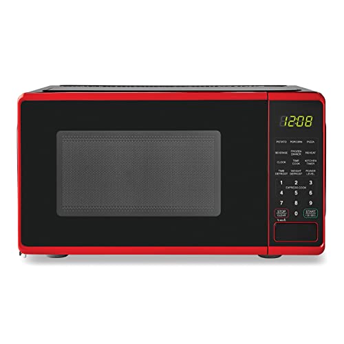 Small desktop microwave oven with child safety lock, capacity of 0.7 cubic feet/700 watts, Available in two colors (Red)