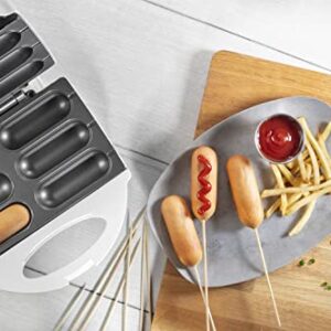 Corn Dog Maker - Perfect Hot Dogs on a Stick, Cheese Sticks, Cake Pops, and More - Includes 50 Skewers Plus Recipes, Easy to Use Electric Nonstick Baker, Great for BBQs, Makes 6 Mini Corn Dogs at Once