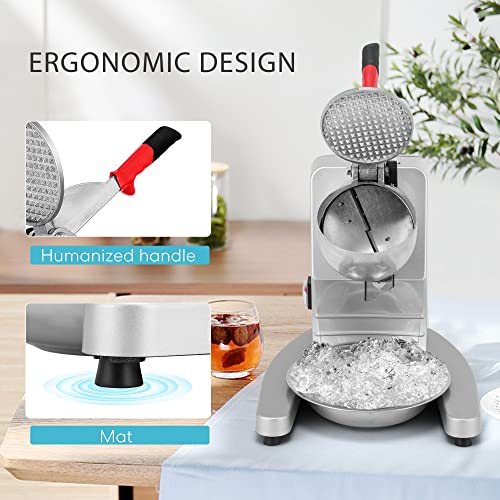 VIVOHOME 11 Inch Height Electric Dual Blades Ice Crusher Shaver Snow Cone Maker Machine Silver 143lbs/hr with Ice Pick for Home and Commercial Use