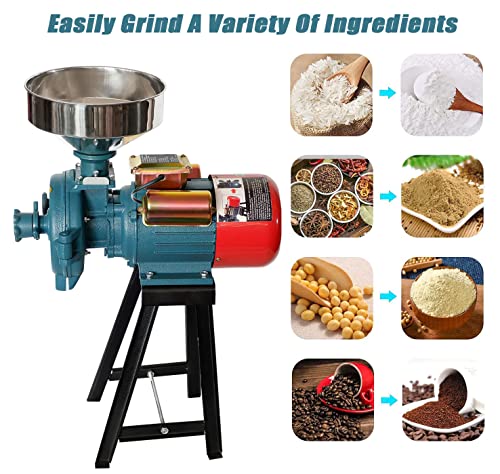 NAIZEA Electric Grain Mill Grinder Corn Grinder, 110V 3000W Commercial Corn Mill Grinder Machine Feed Mill Wheat Grinder, Flour Mill Cereals Grinder with Funnel (Dry Grinder)