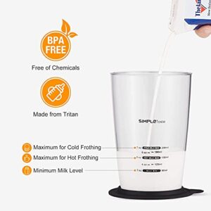 SIMPLETaste Electric Milk Frother, Automatic Battery Operated Foam Maker and Drink Mixer with Stainless Steel Whisk and Foamer Cup