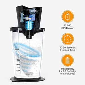 SIMPLETaste Electric Milk Frother, Automatic Battery Operated Foam Maker and Drink Mixer with Stainless Steel Whisk and Foamer Cup