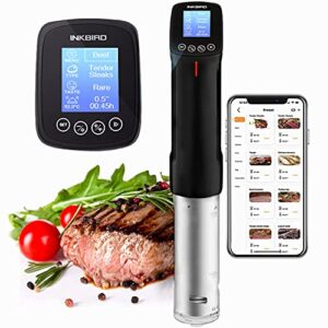 inkbird wifi sous vide cooker culinary cooker, 1000 watts, recipe, precise temperature and timer, programmable interface, stainless steel thermal immersion circulator for kitchen