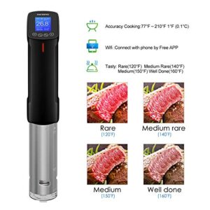 Inkbird WiFi Sous Vide Cooker Culinary Cooker, 1000 Watts, Recipe, Precise Temperature and Timer, Programmable Interface, Stainless Steel Thermal Immersion Circulator for Kitchen