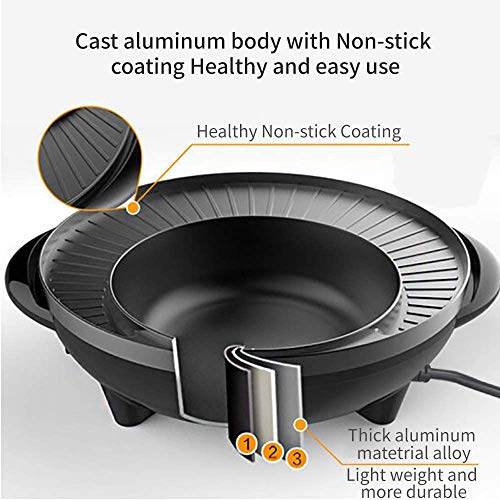 LIVEN BBQ Electric Grill with Shabu Shabu Hot Pot, Perfect for 1 to 4 Person