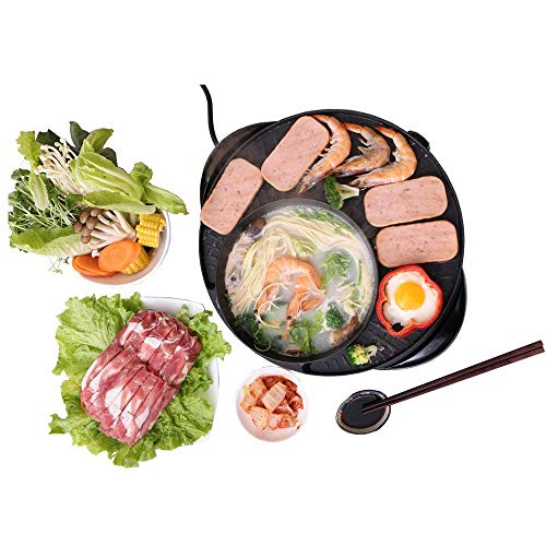 LIVEN BBQ Electric Grill with Shabu Shabu Hot Pot, Perfect for 1 to 4 Person