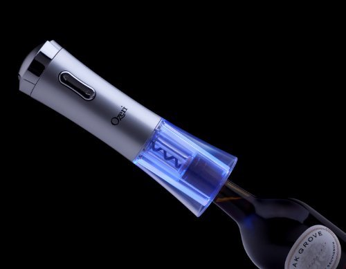 Ozeri Nouveaux Electric Wine Opener with Removable Free Foil Cutter, Refined Silver