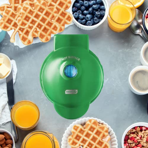 KS Shamrock Shaped Mini Waffle Maker Home Kitchen Restaurant Party Favor Cookware for St Patricks Day Waffles On the Go Breakfast Dessert Snack Easy to Clean Cooker, 1 count with CUSTOM KS Luggage Tag