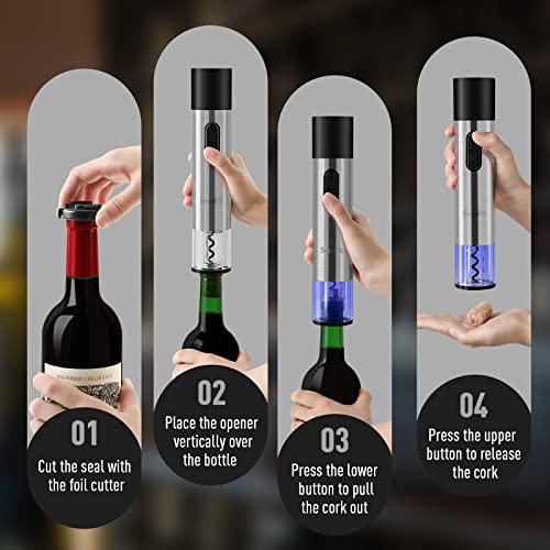 Secura Home Cordless Electric Wine Opener and Beer Opener 2 in 1 Automatic Corkscrew Wine Bottle Opener Gift Set with Foil Cutter USB Rechargeable