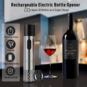 Secura Home Cordless Electric Wine Opener and Beer Opener 2 in 1 Automatic Corkscrew Wine Bottle Opener Gift Set with Foil Cutter USB Rechargeable