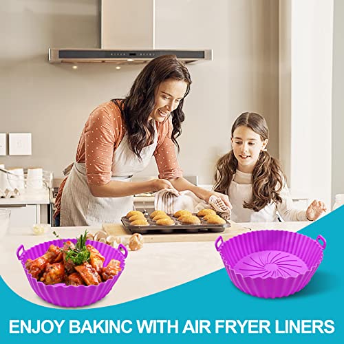 3Pack Silicone Air Fryer Liners,6.5inch Air Fryer Silicone Pot,Air Fryer Silicone Baking Tray Easy Cleaning,Reusable Air Fryer Pot Air Fryer Inserts For Oven Microwave Crockpot Liner Accessories