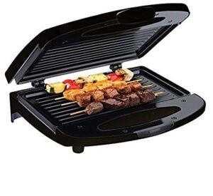 chefman electric contact grill griddle, indoor dual closed sandwich maker with nonstick plates & cool touch handle, for kitchen & countertop, 2 serving, compact, black